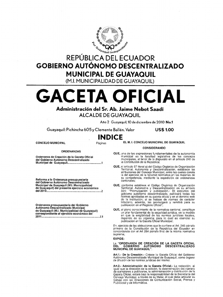 Gaceta 01 | PDF | Gobierno local | Presupuesto