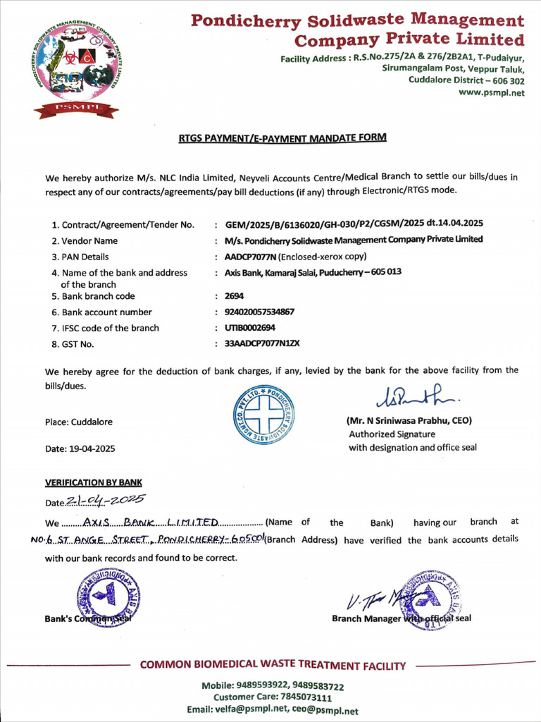 Mandate Form | PDF
