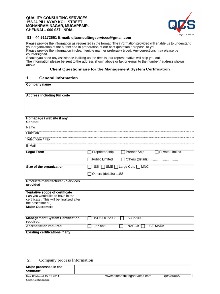 Qcs Application Form ISO | PDF | Waste | Environment