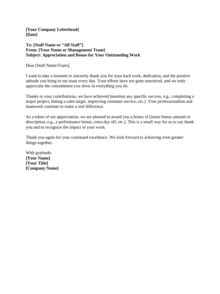 Letter of Appreciation To Staff | PDF