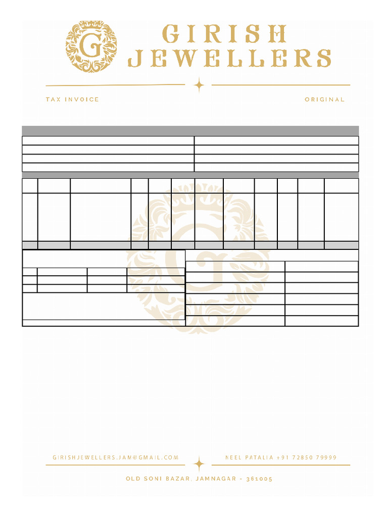 GST Tax Invoice for Gold Jewelry Sale | PDF