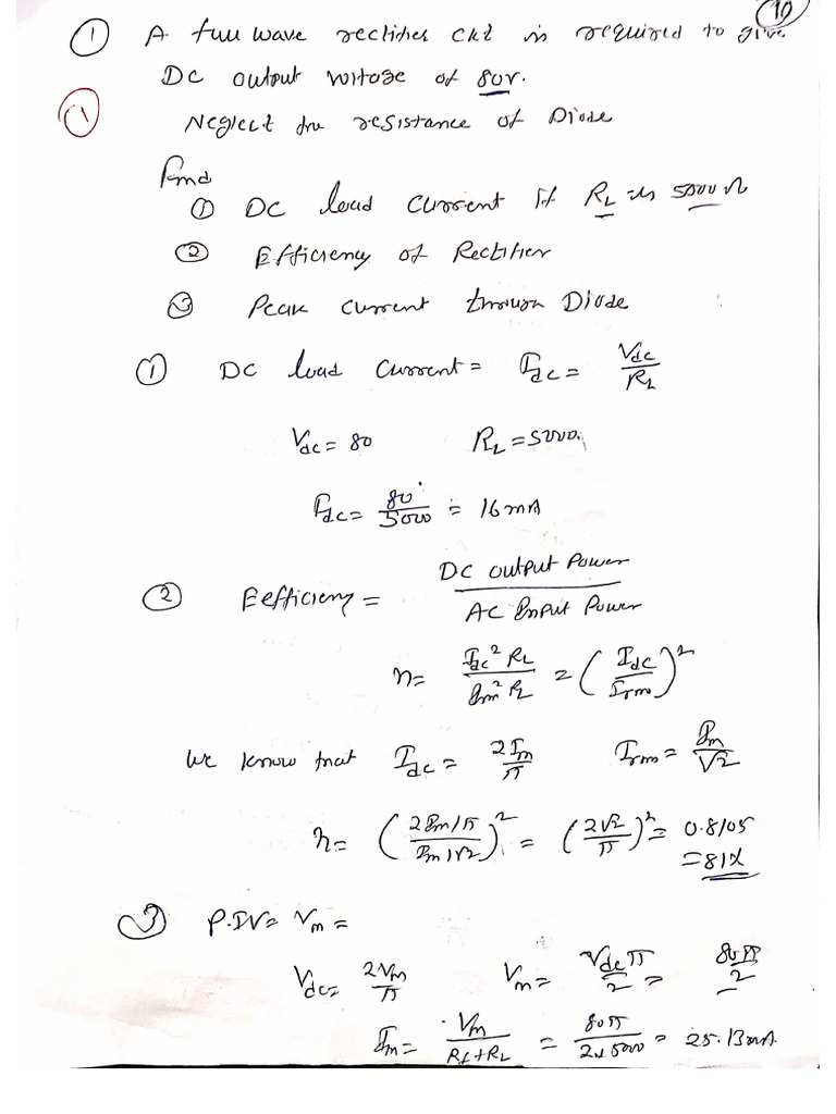 Numerical Problem Based On Rectifier | PDF