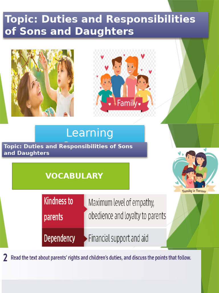 Lesson 3 Responsibilities-And-Duties of Sons and Daughters Grade 6 | PDF