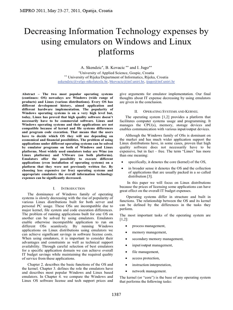 Decreasing Information Technology Expenses by Using Emulators On ...