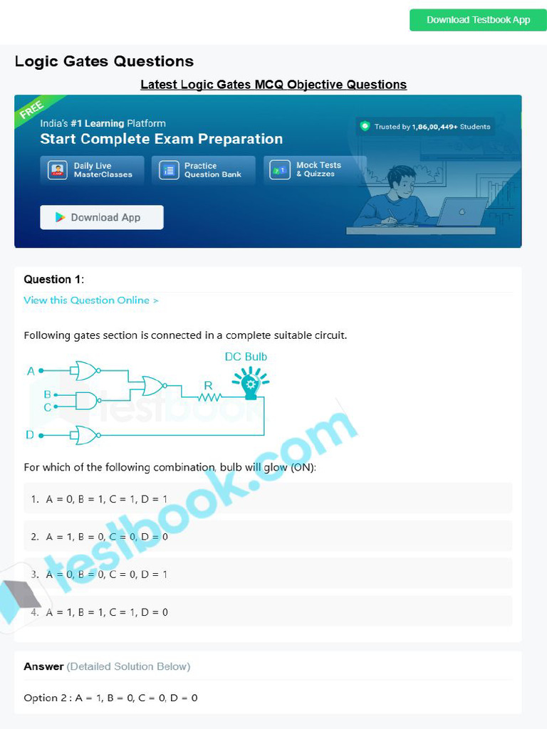 mcq-on-logic-gates--5eea6a0d39140f30f369e1f5 | PDF