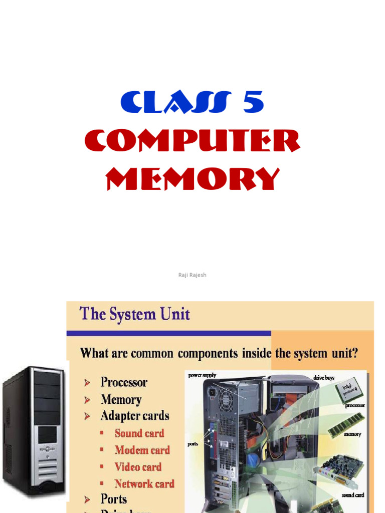 Class 5- Computer Memory Ppt | PDF | Byte | Random Access Memory