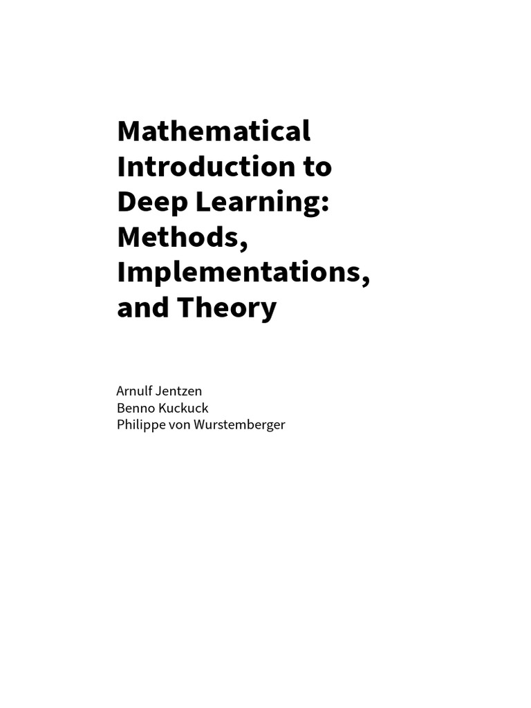 Mathematical Introduction To Deep Learning: Methods, Implementations, and Theory | PDF | Partial ...