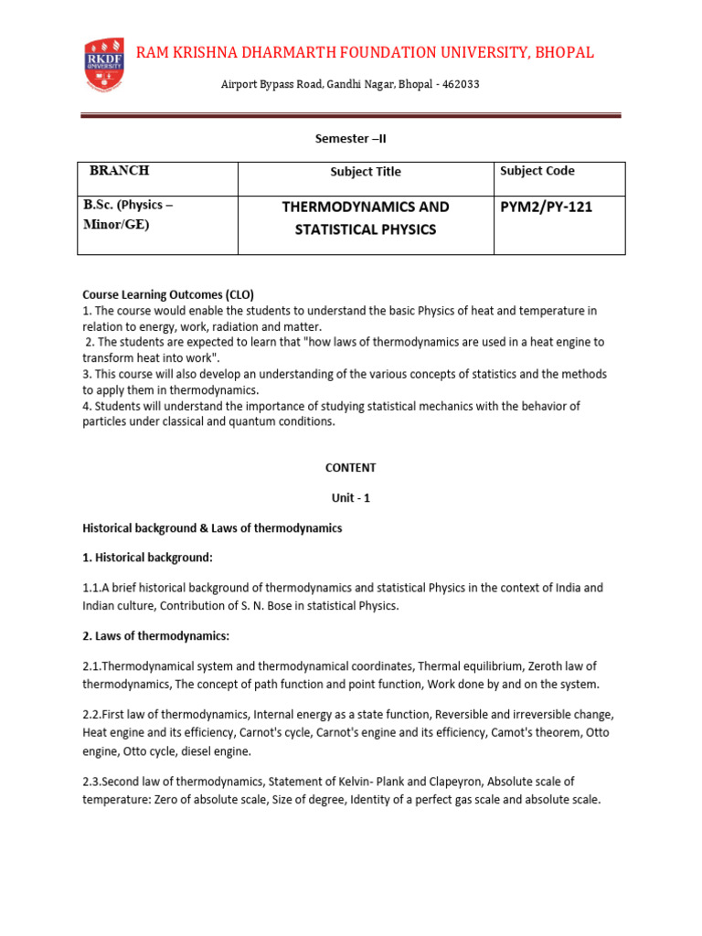 NEP BSC Minor Physics SEM 2 | PDF | Entropy | Thermodynamics