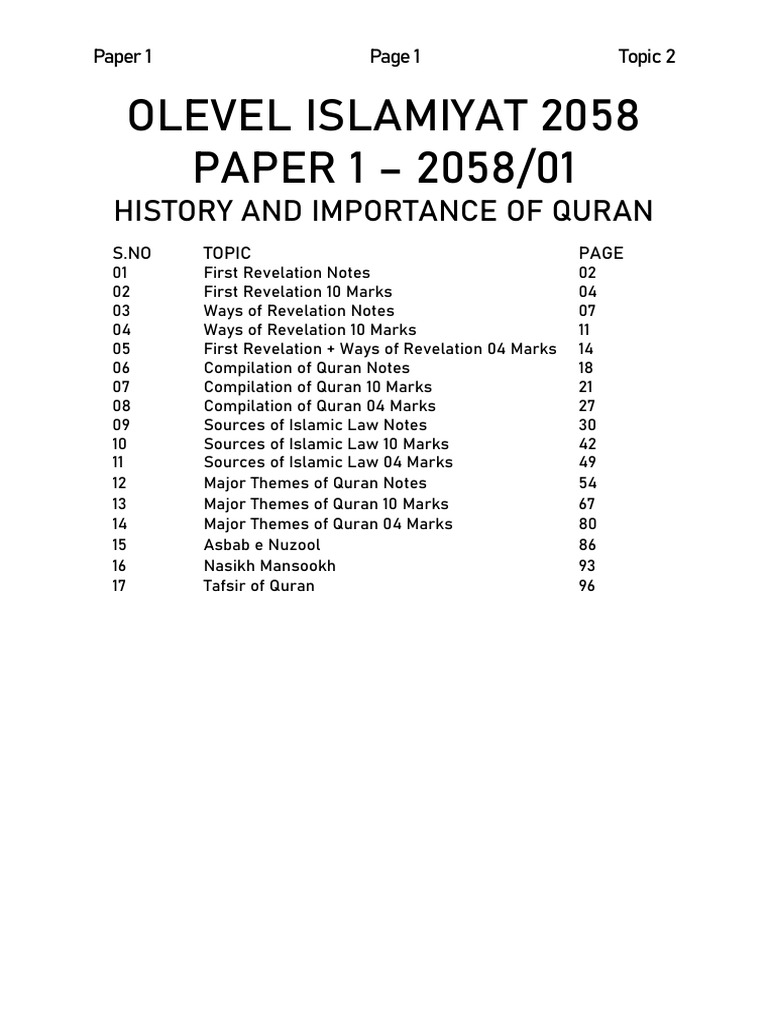 2. History and Importance of Quran Notes | PDF | Prophets And ...