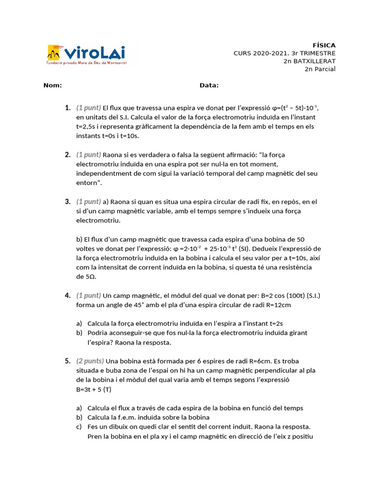 Examen 2n Parcial B 3r Trimestre | PDF