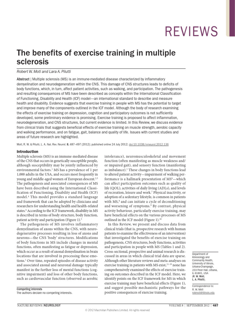 The_benefits_of_exercise_train | PDF | Multiple Sclerosis | Strength Training