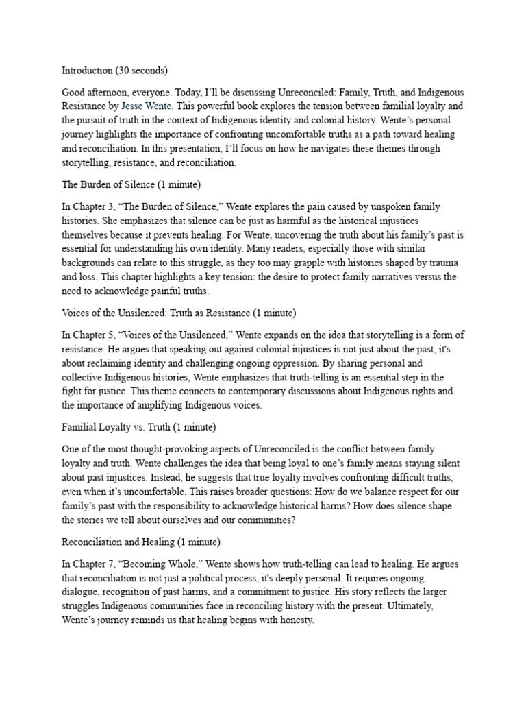Unreconciled: Truth and Indigenous Identity | PDF | Storytelling