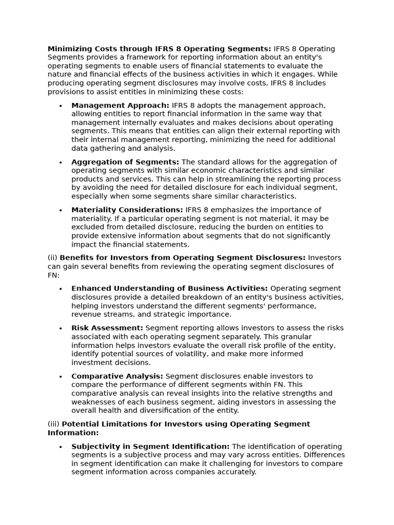Minimizing Costs Through IFRS 8 Operating Segments | PDF ...