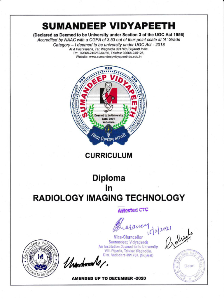 Diploma in Radiology Course Overview | PDF | Vacuum Tube | Ct Scan