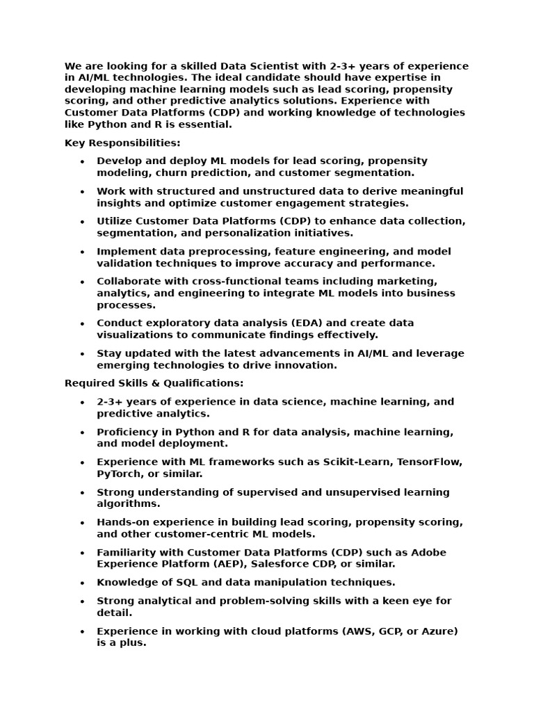 Data Scientist JD | PDF