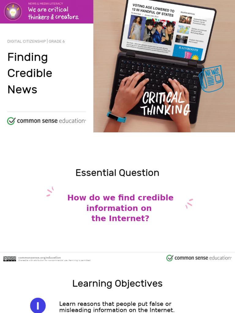 Evaluating Credible News for Grade 6 | PDF | Communication | Mass Media