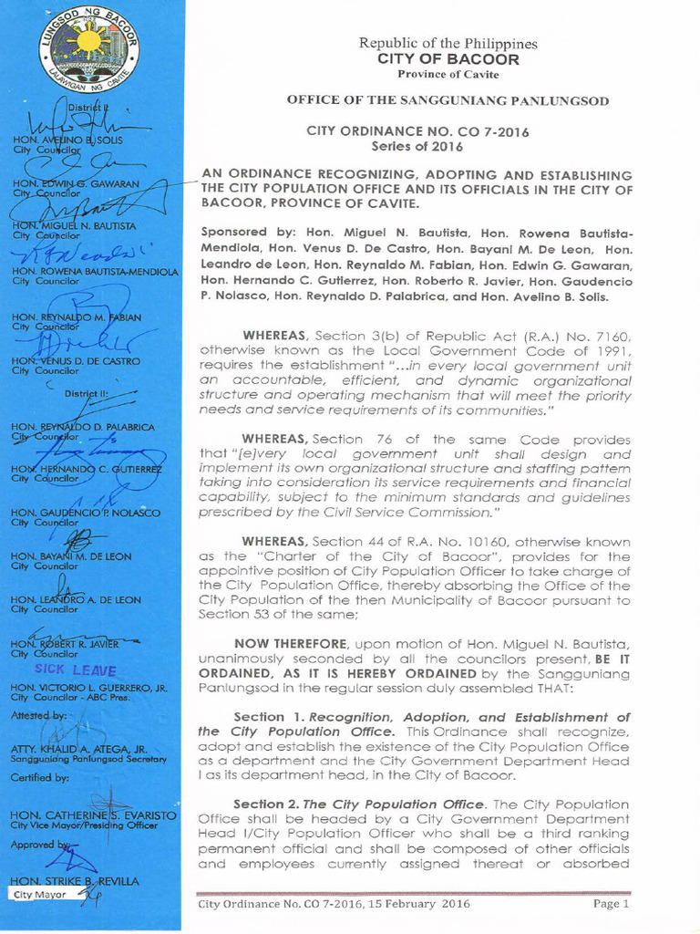 Co 7-2016 (Adopting Population Office) | PDF