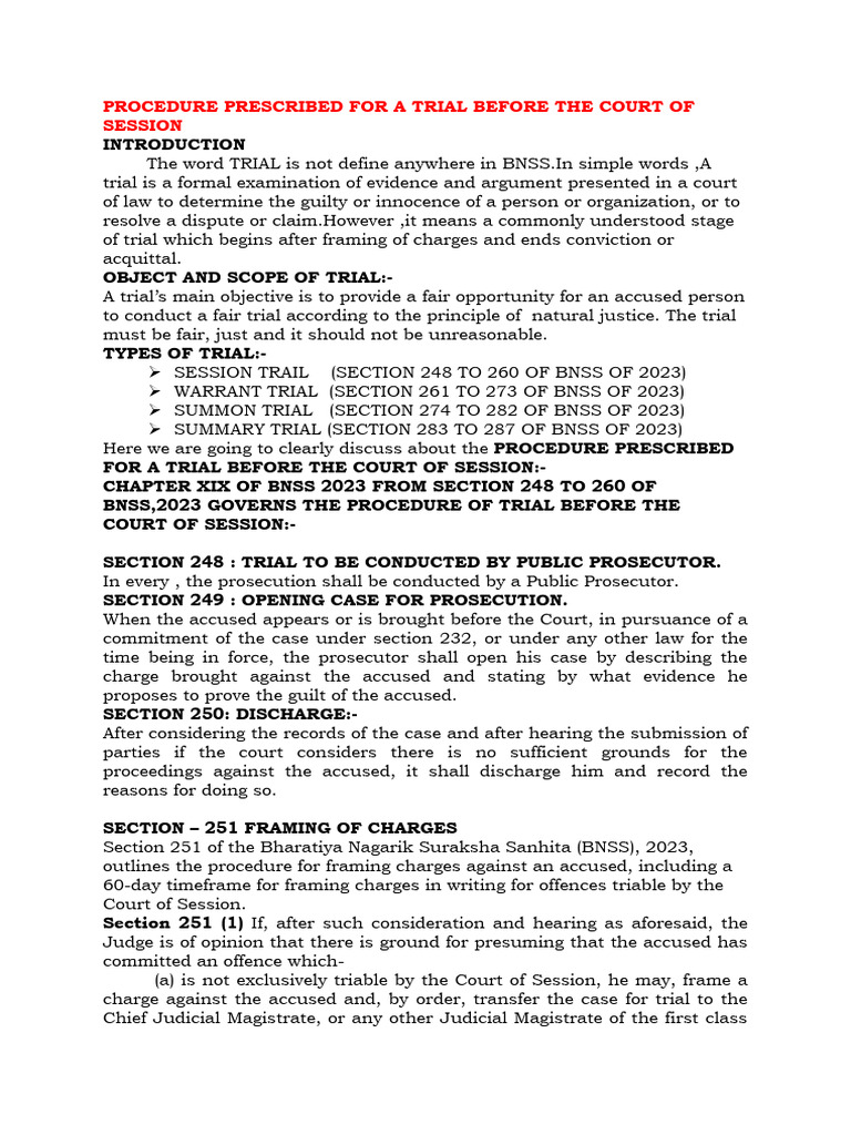 Session Trial Procedure Under BNSS | PDF | Trials | Prosecutor