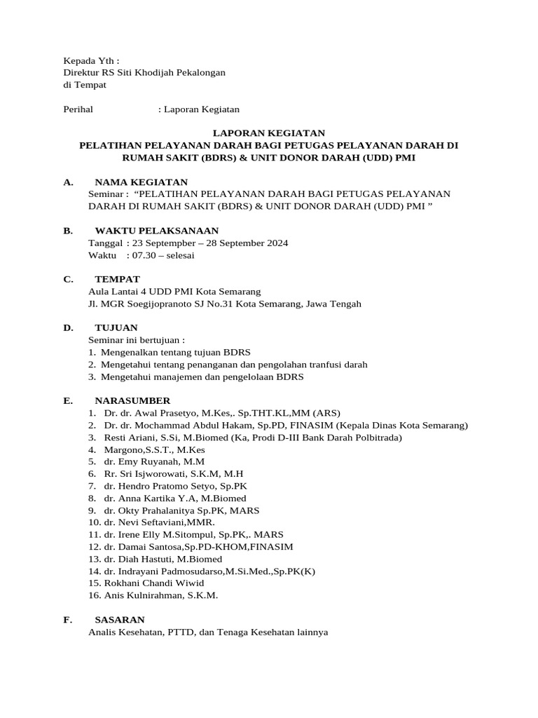 Laporan Pelatihan BDRS | PDF