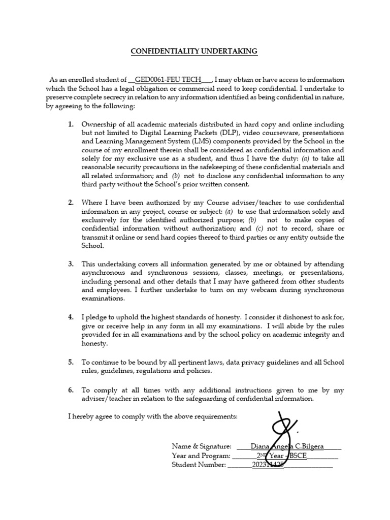 Teacher Confidentiality Agreement | PDF | Confidentiality | Social Ethics