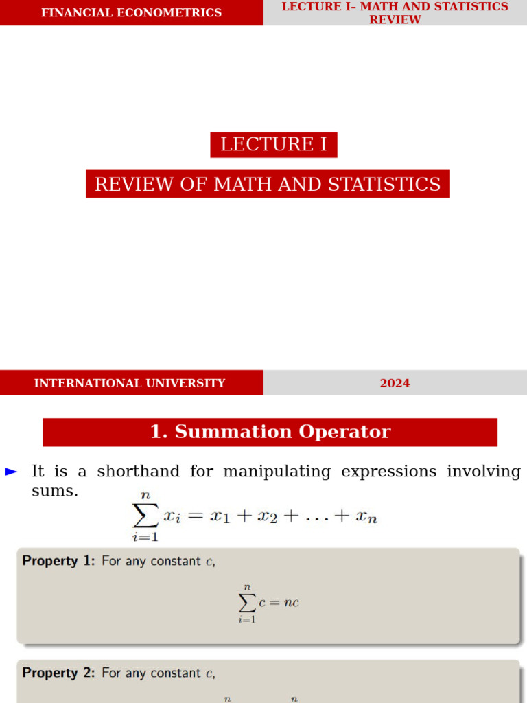 Lecture 1. Review Math and Statistics | PDF | Matrix (Mathematics ...