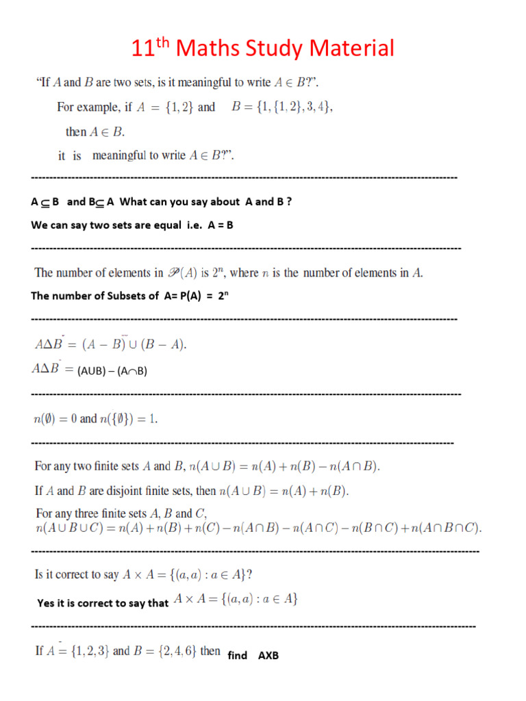 Maths Unit 1 Study Materials Key Points and Sums | PDF | Function (Mathematics) | Functions And ...