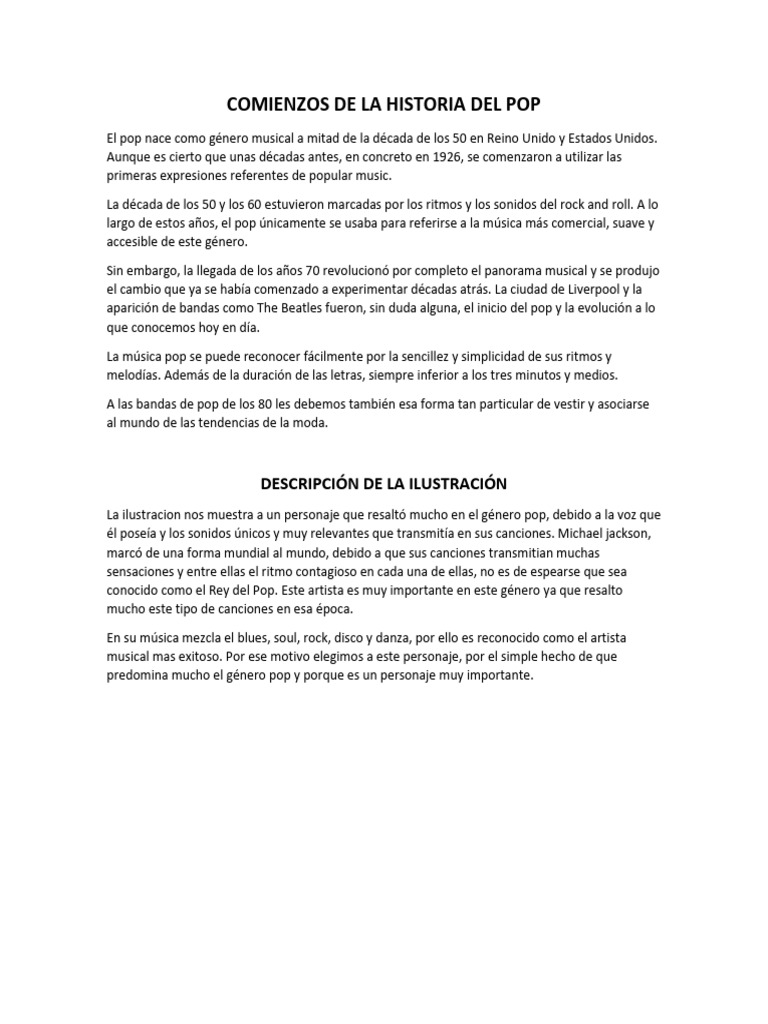 Orígenes y evolución del pop | PDF