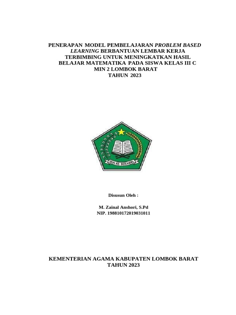 Penerapan Model Pembelajaran Problem Based Learning Berbantuan Lembar Kerja Terbimbing Untuk ...