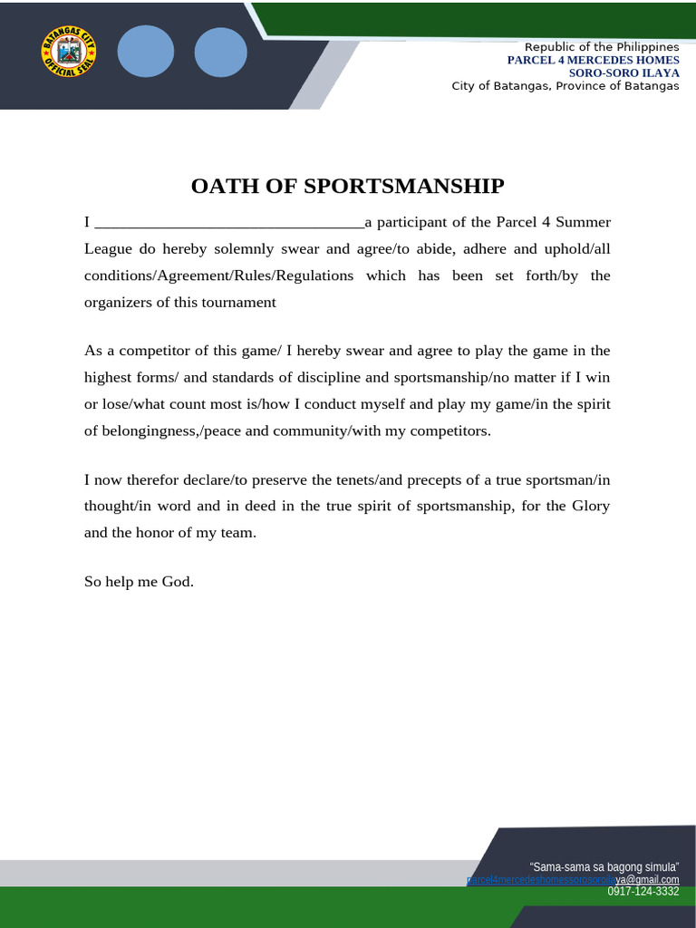 Oath of Sportsmanship | PDF