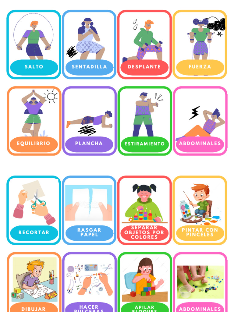 Tarjetas Motricidad Fina y Gruesa | PDF