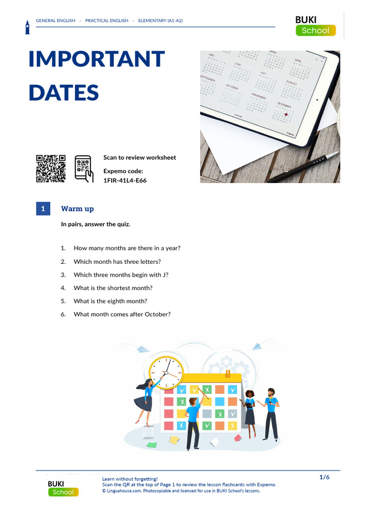 Important Dates Vocabulary Practice | PDF | Linguistics | Human ...
