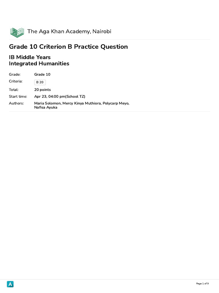 Grade 10 Criterion B Practice Question (NP1HXQ) | PDF | Scientific ...