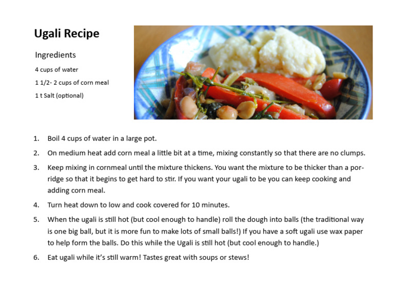How to Make Ugali: Step-by-Step Recipe | PDF