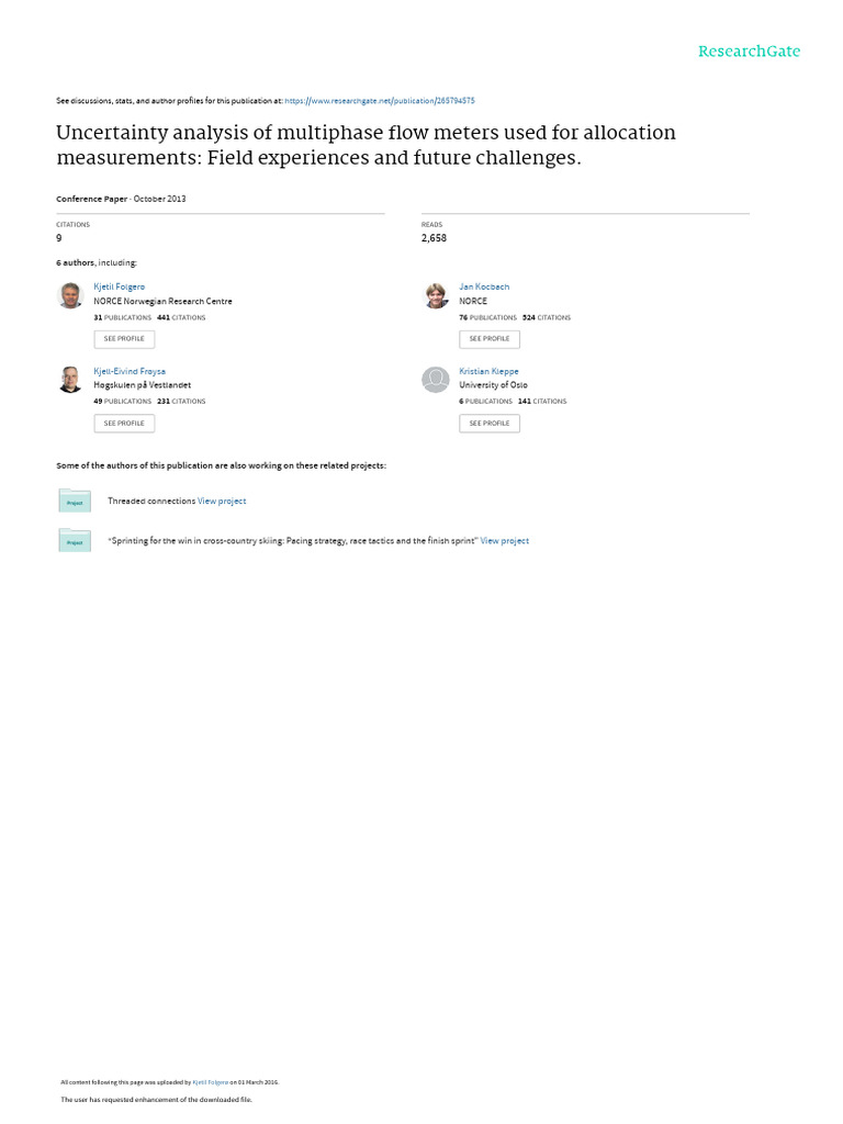 Uncertainty Analysis of MPFM Folger | PDF | Calibration | Flow Measurement