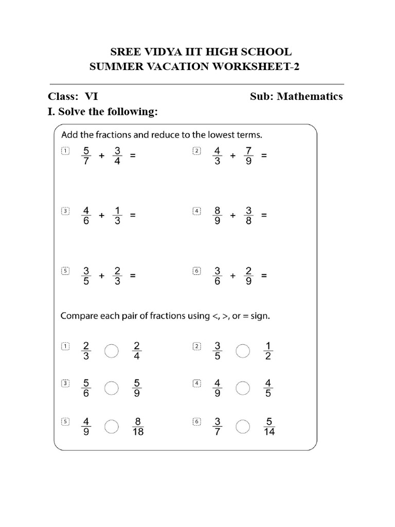 Worksheet - 2 Vi Maths | PDF