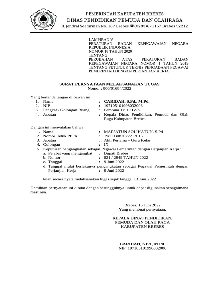 Formulir SPMT Lampiran V Perka BKN No 18 Tahun 2021 | PDF