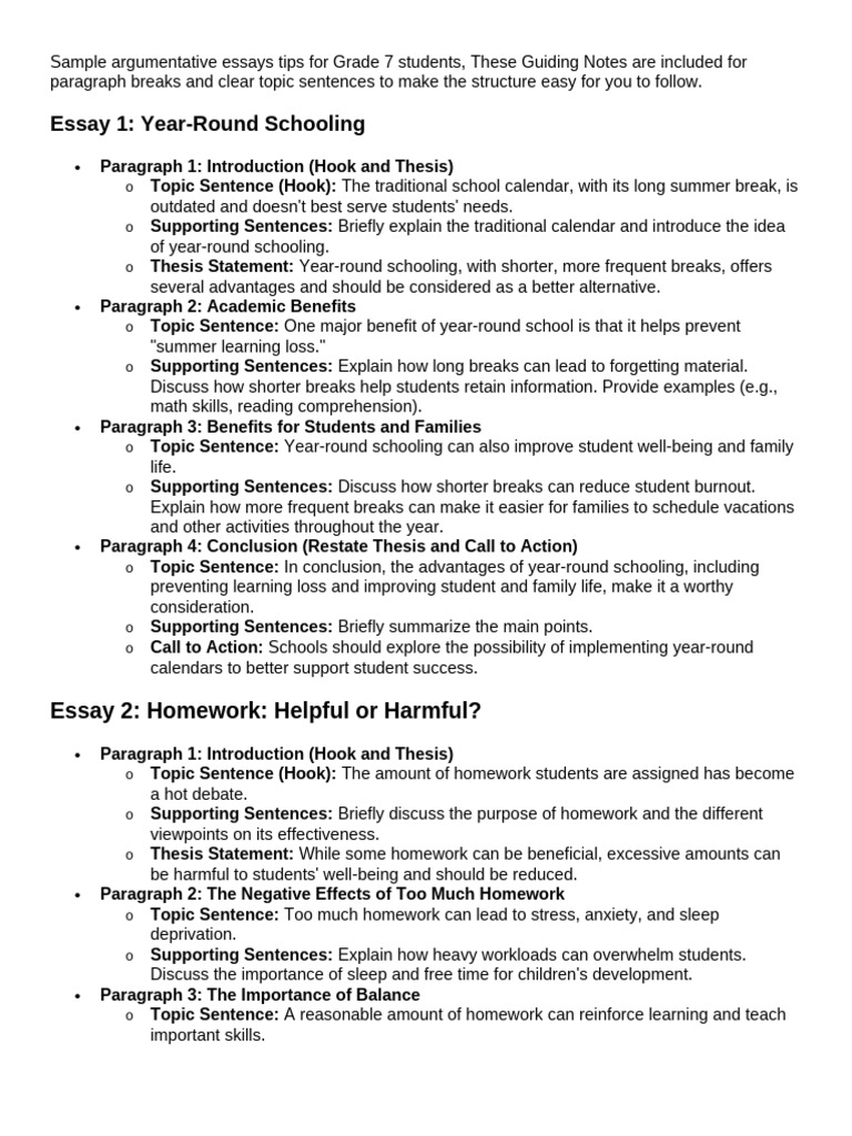 Argumentative Essay Guide Lines | PDF | Homework | Junk Food