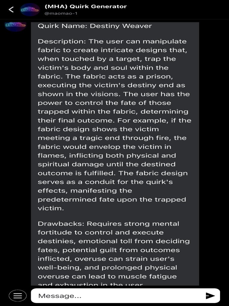 (MHA) Quirk Generator Bank | PDF