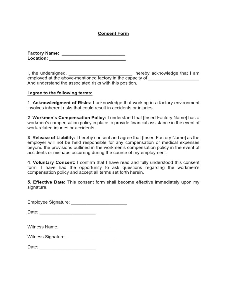 Factory Employment Consent Form | PDF