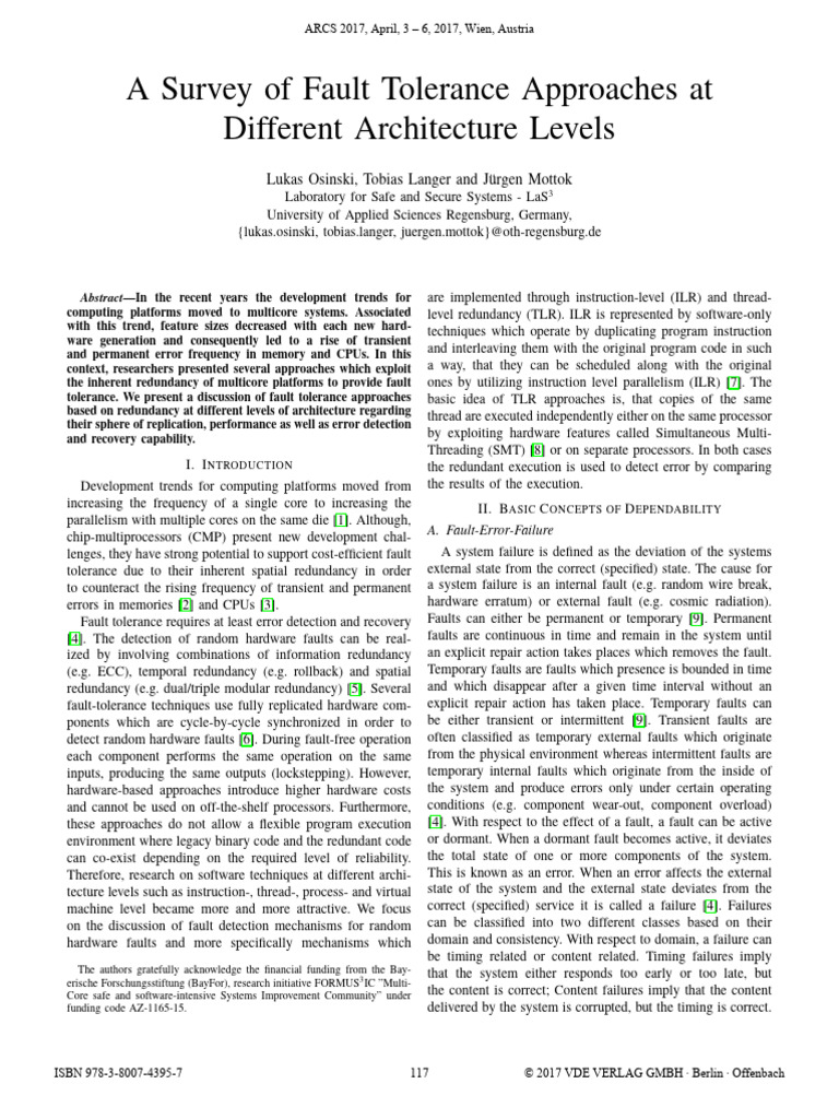A_survey_of_fault_tolerance_approaches_on_different_architecture_levels | PDF | Fault Tolerance ...