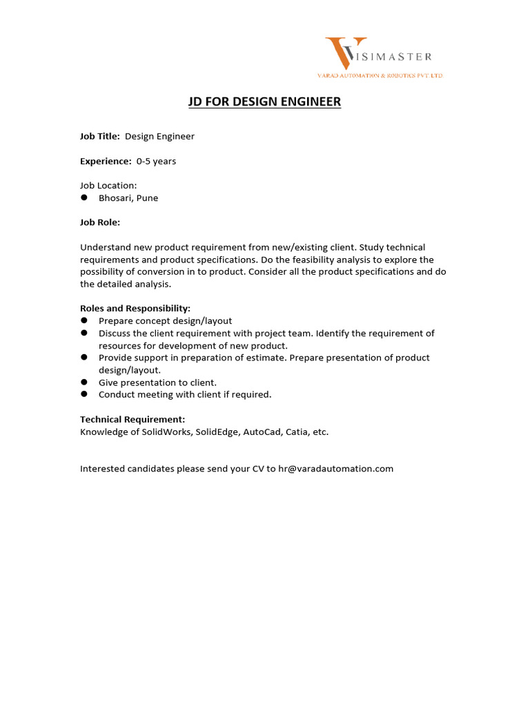 JD - Design Engineer | PDF