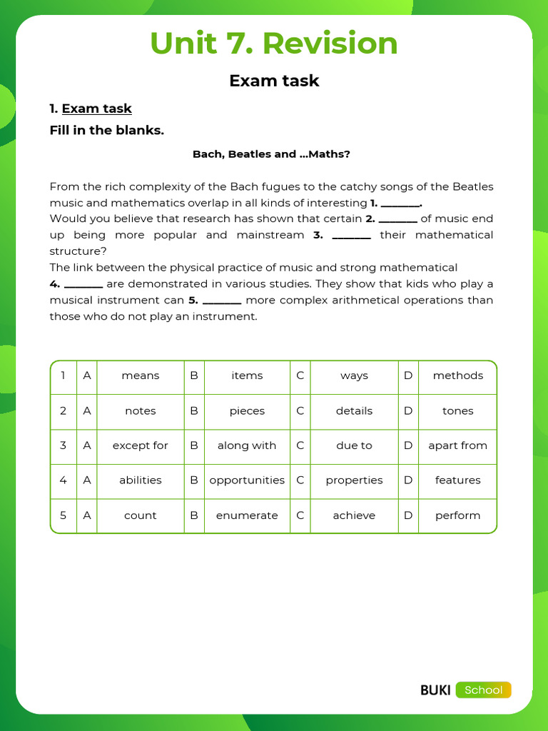 Unit 7 Revision Homework | PDF