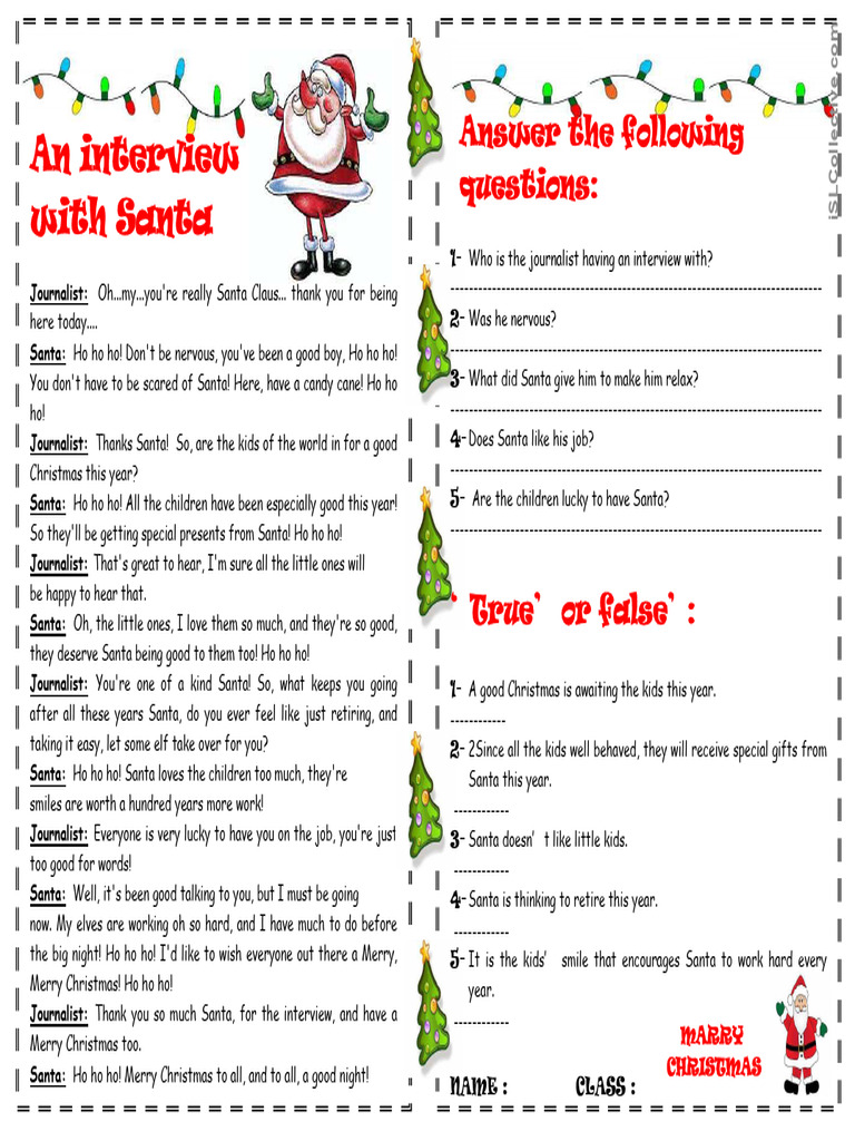 An Interview With Santa | PDF | Santa Claus | Christmas