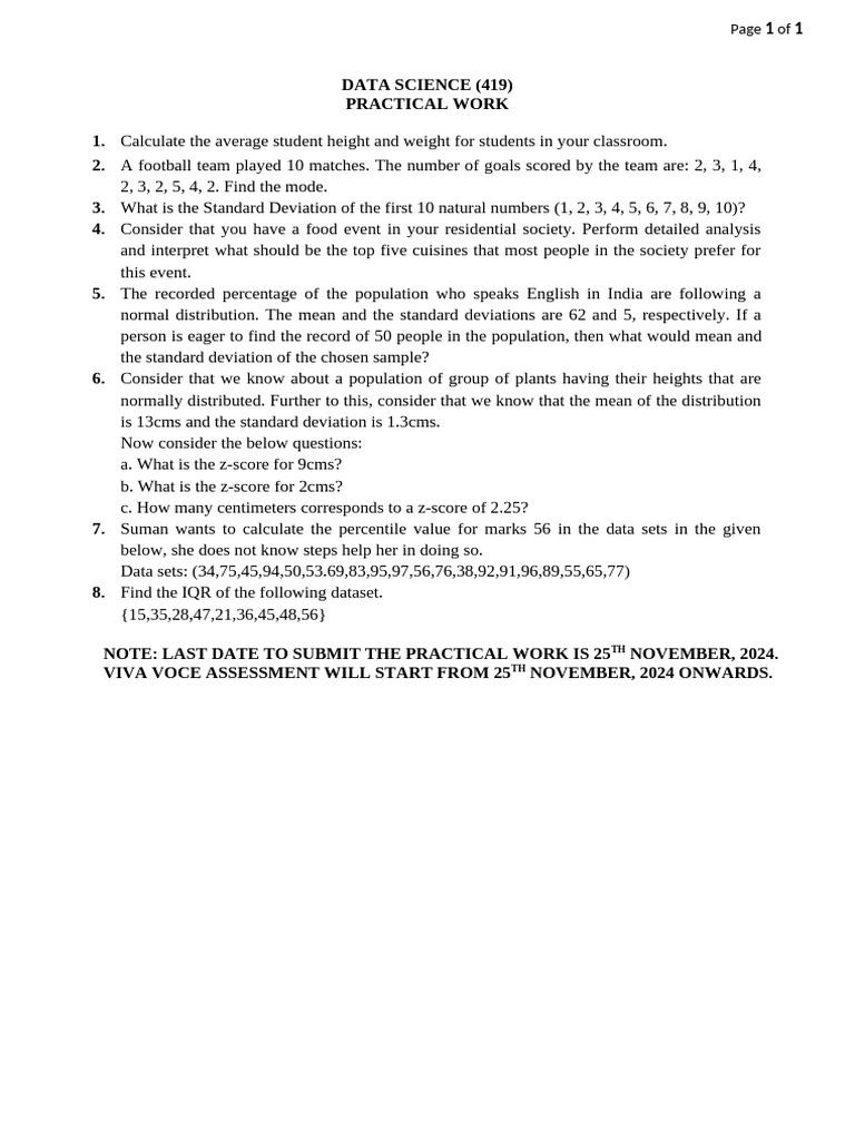 DATA SCIENCE Practical Questions | PDF