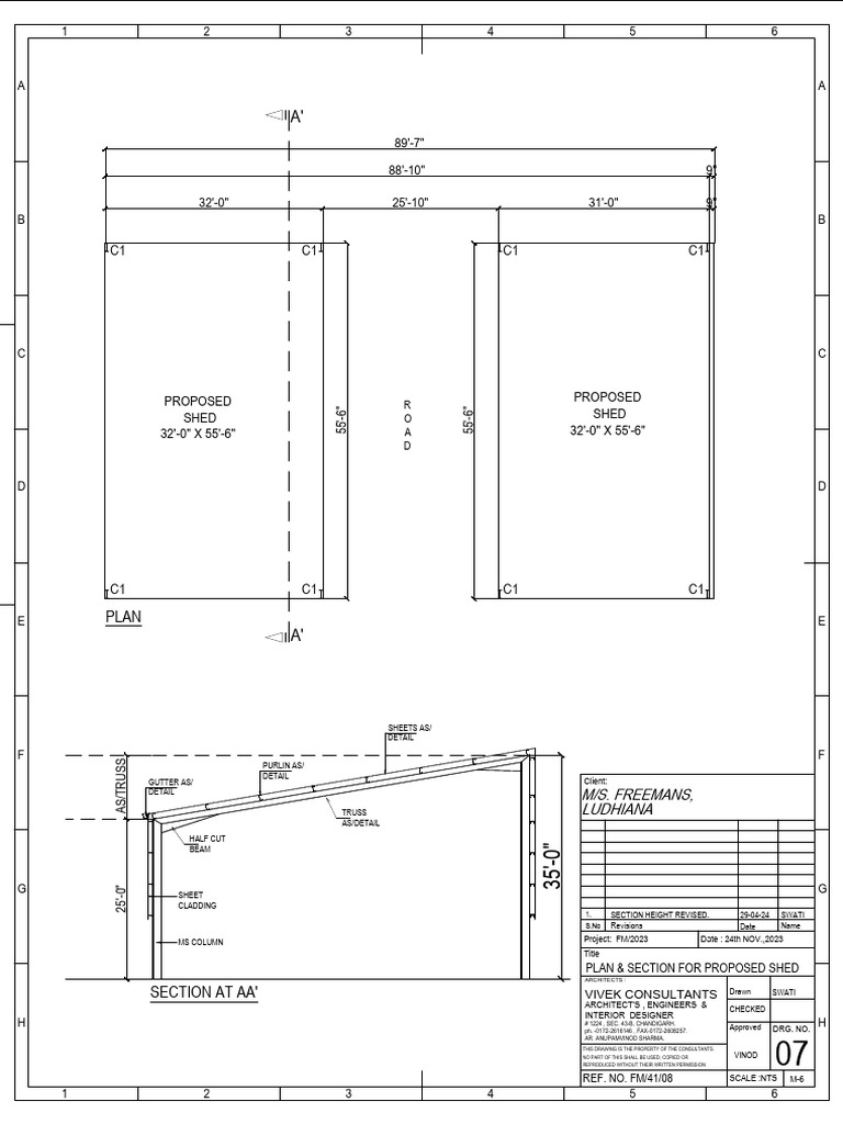 # 07 PLAN & SECTION FOR PROPOSED SHED - 29-04-24-Model | PDF