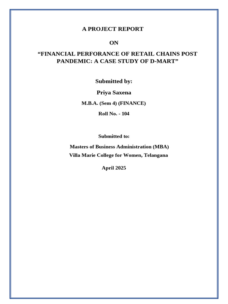 Priya_Saxena_104 | PDF | Retail | Methodology