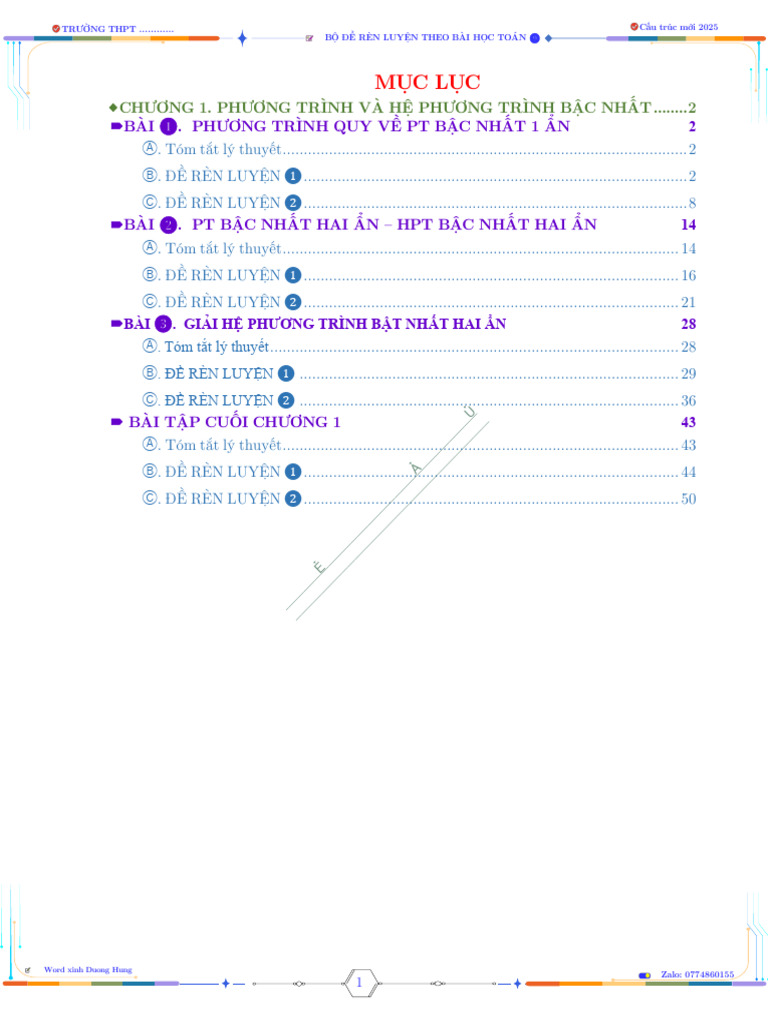Vo de Kiem Tra Toan 9 New-2025 - c1- Pt Va He Pt Bac Nhat-dong Cham | PDF