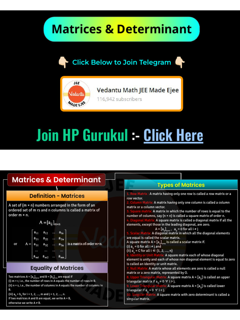 Matrices & Determinant - Mindmap | PDF | Matrix (Mathematics) | Determinant