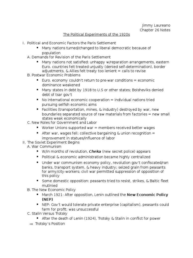 AP Euro Chapter 26 Notes | PDF | Kingdom Of Italy | Socialism