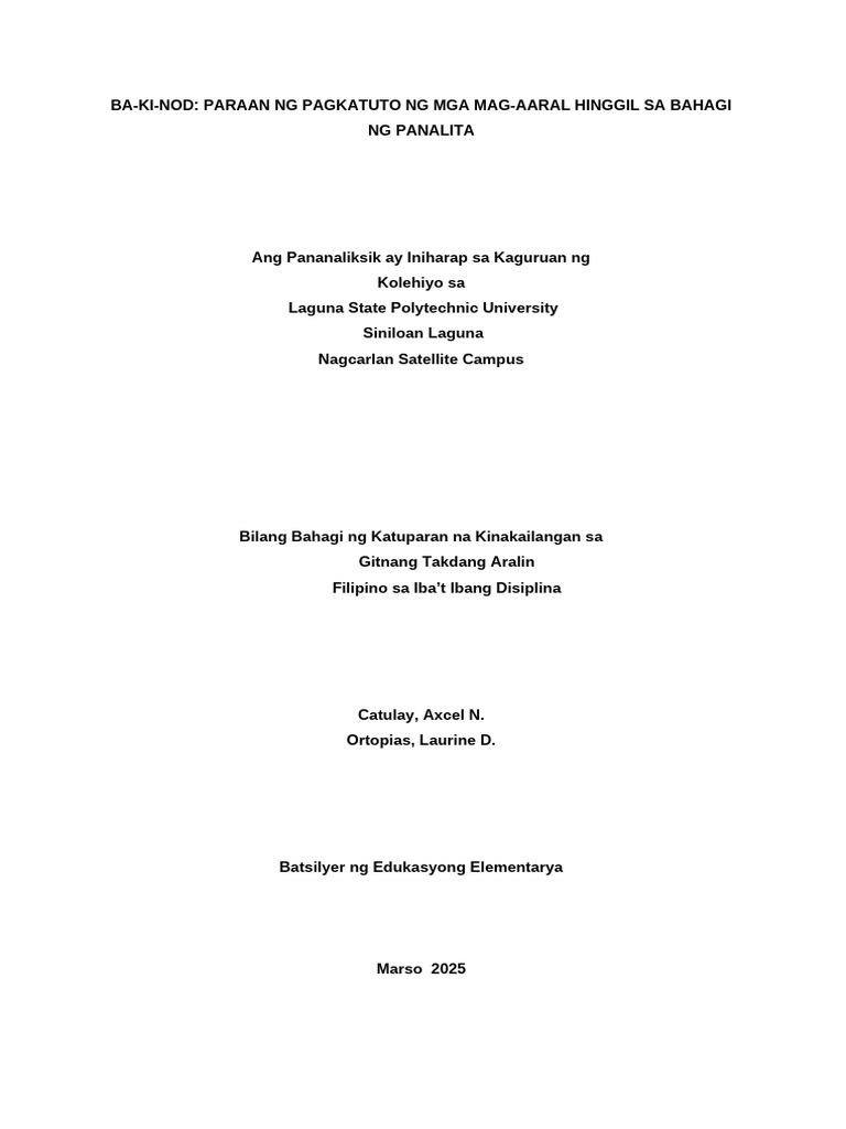 PANANALIKSIK-FILDIS-2 | PDF